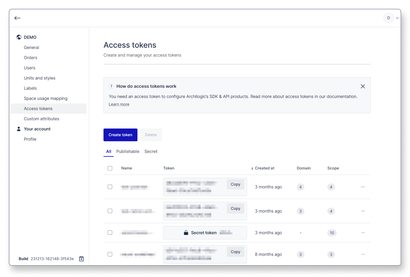 Create and manage access tokens