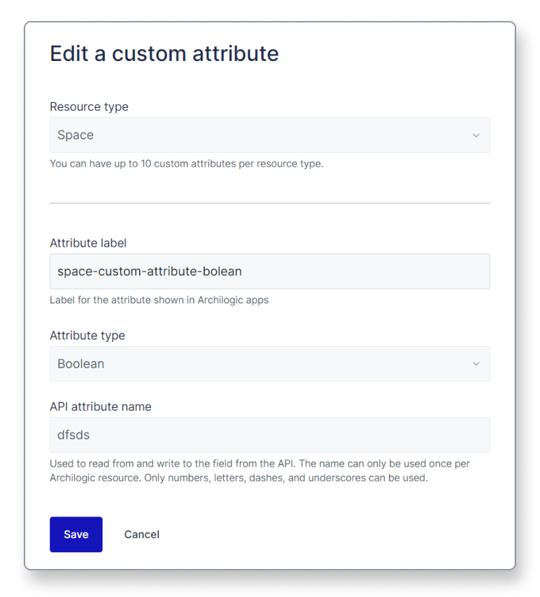 Edit a custom attribute
